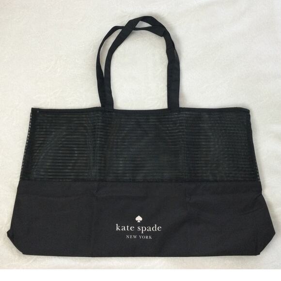 kate spade | Bags | Kate Spade Oversized Stripe Mesh Tote Bag Black ...